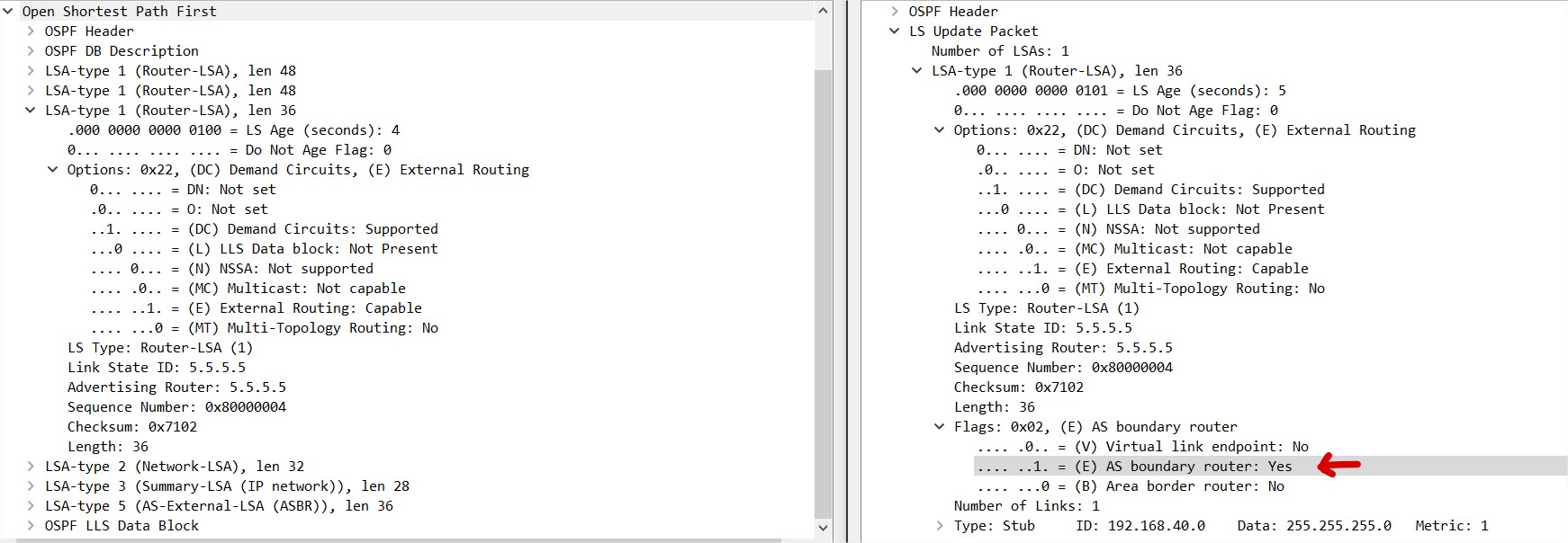 OSPF LSA type 4 – E bit for ASBR – Networking-Labs&Co
